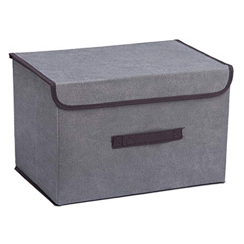 Foldable Storage Box with Lid Snacks Organizer Container Closet, L Gray, As Described