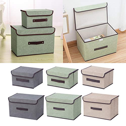 Foldable Storage Box with Lid Snacks Organizer Container Closet, L Gray, As Described