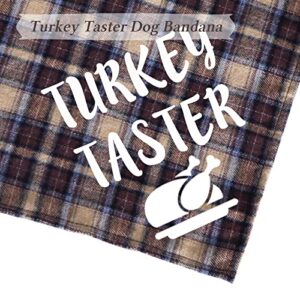 STMK Thanksgiving Day Dog Bandanas, 2 Pack Holiday Fall Plaid Dog Bandanas Scarf for Holiday Fall Halloween Thanksgiving Day Dog Puppy Costume (Mamas Little Pumpkin & Turkey Taster)