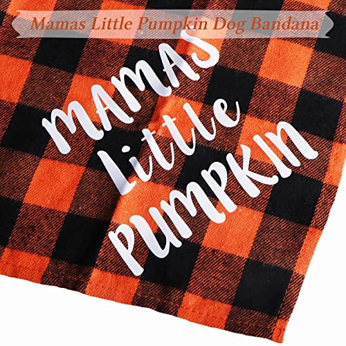 STMK Thanksgiving Day Dog Bandanas, 2 Pack Holiday Fall Plaid Dog Bandanas Scarf for Holiday Fall Halloween Thanksgiving Day Dog Puppy Costume (Mamas Little Pumpkin & Turkey Taster)