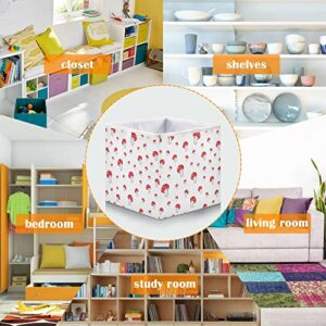 susiyo Mushroom Pattern Fabric Storage Bin Organizer 11 inch Collapsible Storage Cube for Shelf Closet