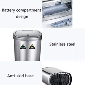 WXXGY Waste Bins,Trash Can 42L Separation Recycling Bin Stainless Steel Garbage Bin Powered by Batteries for Kitchen Living Room