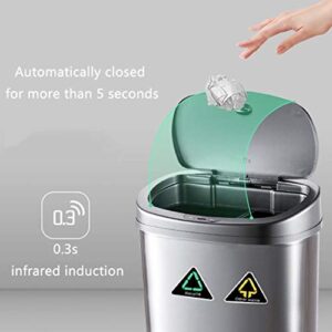 WXXGY Waste Bins,Trash Can 42L Separation Recycling Bin Stainless Steel Garbage Bin Powered by Batteries for Kitchen Living Room