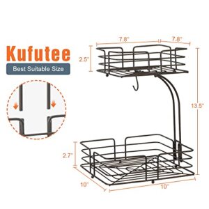 Kufutee 2 Tier Countertop Fruit Basket,Vegetables Bowl Storage With Banana Hanger,Bronze