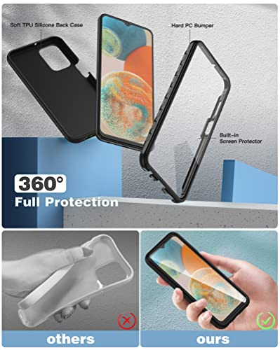 JXVM for Samsung Galaxy A23-5G Case: Dual Layer Silicone Slim Galaxy A23 4G Case - Full Protection Durable Shockproof Protective Cute Cell Phone Cover Black