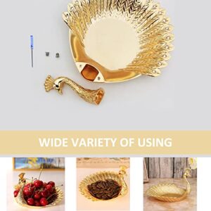 DINLiAN S Creative Gold Peacock Candy Dish Fruit Bowl,Decorative Bowl For Keys And Wallet,Key Holder Bowl For Entryway Table,Jewelry And Sundries Storage Dish for Home Decoration