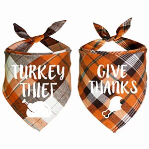 jotfa 2 pack thanksgiving day dog bandanas, holiday fall plaid dog puppy bandana scarf costume for small medium large dogs pets