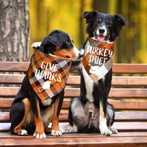 JOTFA 2 Pack Thanksgiving Day Dog Bandanas, Holiday Fall Plaid Dog Puppy Bandana Scarf Costume for Small Medium Large Dogs Pets