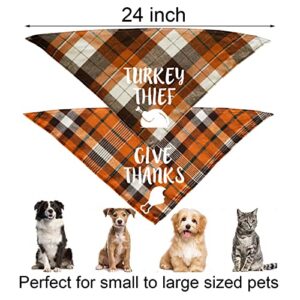 JOTFA 2 Pack Thanksgiving Day Dog Bandanas, Holiday Fall Plaid Dog Puppy Bandana Scarf Costume for Small Medium Large Dogs Pets