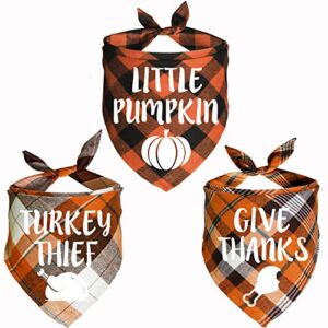 jotfa thanksgiving day dog bandanas, holiday fall plaid dog puppy bandana scarf costume for small medium large dogs pets