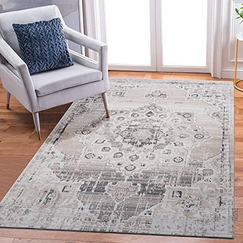 NAAR PAYAS Collection 5x7 Cream/Beige/Medallion Non-Shedding Living Room Bedroom Dining Home Office Stylish and Stain Resistant Area Rug