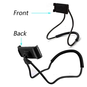 Hanging on Neck Cell Phone Holder, Xafissy Black 23.6" / 60 cm Lazy Cell Phone Holder Hanging Neck Stand Neck Waist Hanging Desktop Bedside Phone Tablet Universal Smart Mobile Phone Stand