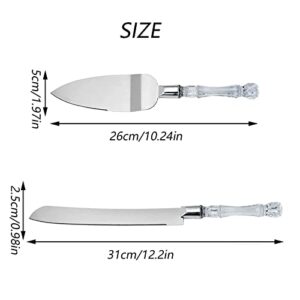 Cake Knife and Server Set, Xafissy 2PCS 420 Stainless Steel Cake Cutting Set with Faux Crystal Handle for Wedding Cake Birthdays Anniversaries Parties Holiday Thanksgiving Christmas Dessert