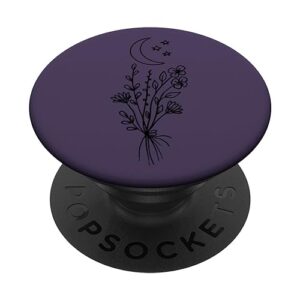 dark purple - boho moon wildflower floral popsockets standard popgrip