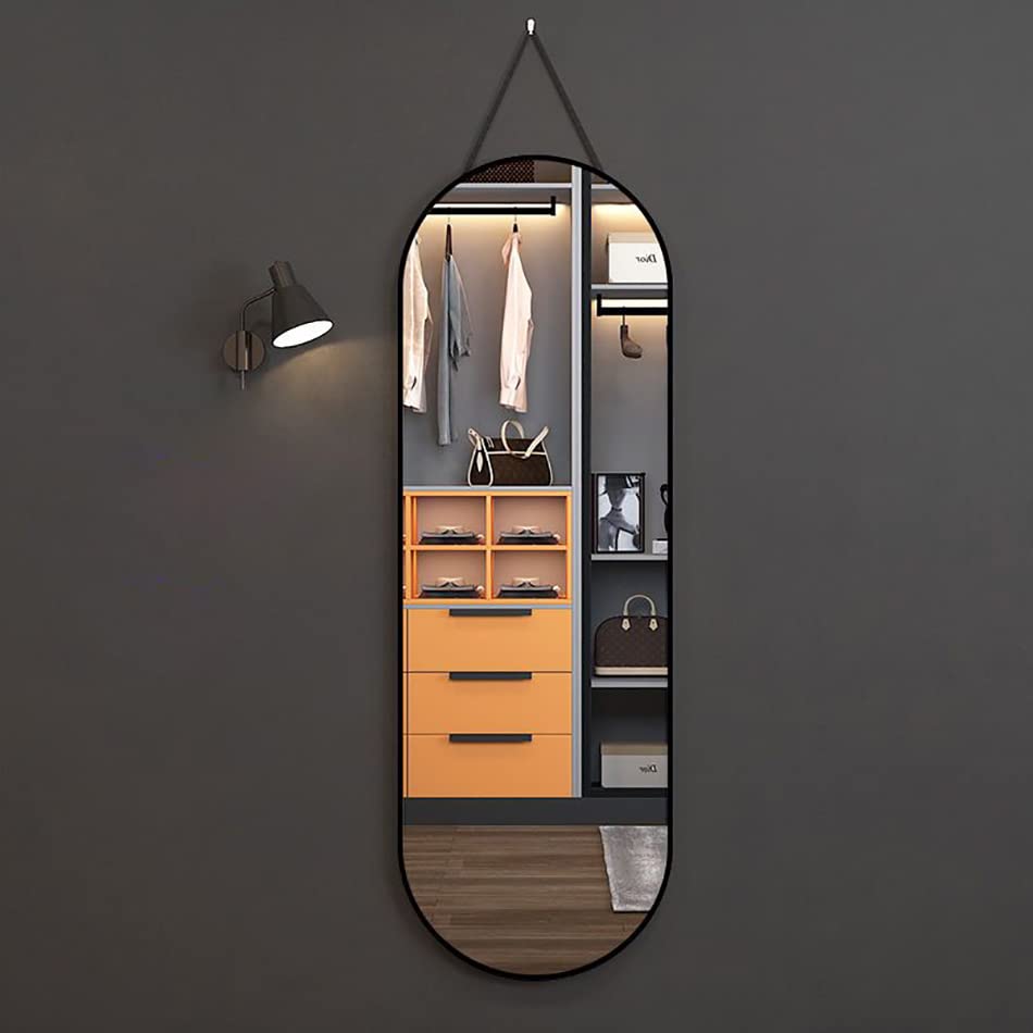 Ecentaur Full Length Mirror Wood Hanging Wall Over The Door Mirror Long Size Body Mirror for Bedroom Living Room