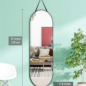 Ecentaur Full Length Mirror Wood Hanging Wall Over The Door Mirror Long Size Body Mirror for Bedroom Living Room