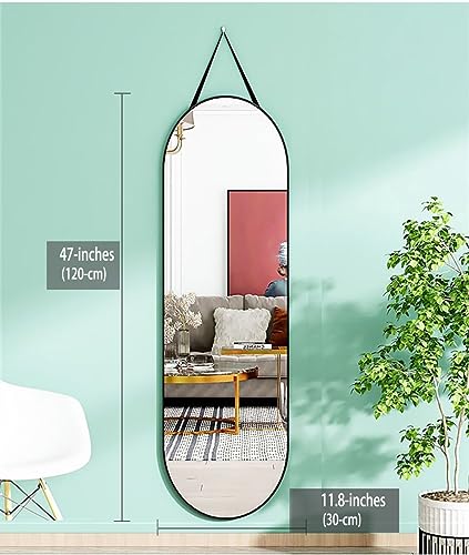 Ecentaur Full Length Mirror Wood Hanging Wall Over The Door Mirror Long Size Body Mirror for Bedroom Living Room