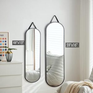 Ecentaur Full Length Mirror Wood Hanging Wall Over The Door Mirror Long Size Body Mirror for Bedroom Living Room