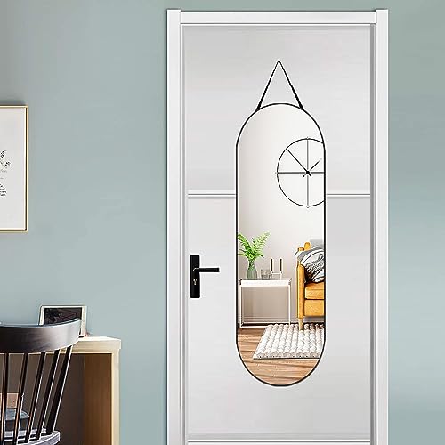 Ecentaur Full Length Mirror Wood Hanging Wall Over The Door Mirror Long Size Body Mirror for Bedroom Living Room