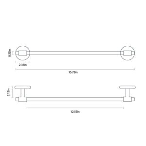 Bathroom Towel Bar Acrylic Shower Towel Rack for Bathroom Drill Free Bath Accessories Kitchen Towel Holder Wall Mounted 15.7 Inches Matte Black