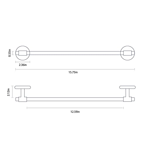 Bathroom Towel Bar Acrylic Shower Towel Rack for Bathroom Drill Free Bath Accessories Kitchen Towel Holder Wall Mounted 15.7 Inches Matte Black