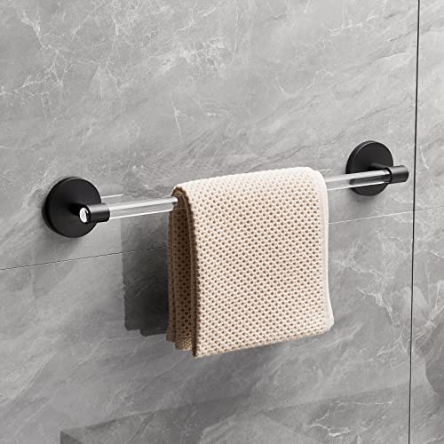 Bathroom Towel Bar Acrylic Shower Towel Rack for Bathroom Drill Free Bath Accessories Kitchen Towel Holder Wall Mounted 15.7 Inches Matte Black