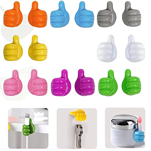 TYKJGRET 16 PCS Silicone Thumb Wall Hook - New Self-Adhesive Wall Decoration Hook for Data Cable Earphone Belt Hat Key Makeup Brush Storage