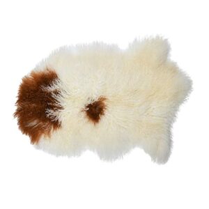 creative co-op creative co-op tibetan lamb fur rug, brown and white