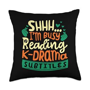 k-drama gift for women korean drama south korea i'm busy reading k subtitles korean drama korea throw pillow, 18x18, multicolor