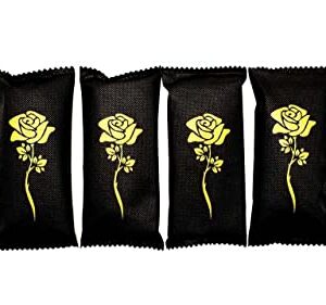 ROSEL- 55g 4pack Black Bamboo Charcoal Air Purifying Bags/ CONVINIENT Sized Purifier/ Dust, Mine and Pollen Absorber/ Eliminates Odor Fragrance Free, No Pump Sprays, Powders, Perfume/Residue, 7x2.7