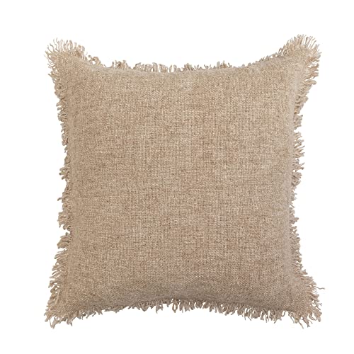 Creative Co-Op Creative Co-Op Melange Jute and Cotton Blend Pillow with Fringe, Natural