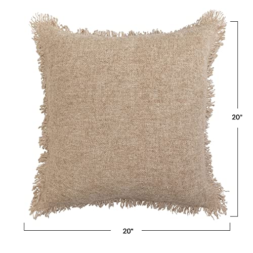 Creative Co-Op Creative Co-Op Melange Jute and Cotton Blend Pillow with Fringe, Natural