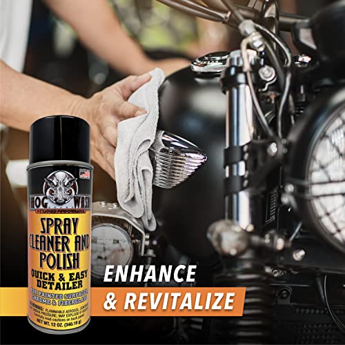 Hog Wash Spray Cleaner and Motorcycle Polish - 12 oz - Small Batch Detailer for Bikes and Cars - Removes Dirt and Grime on Painted Surfaces, Chrome, and Fiberglass - Made in Rocky Mount, VA