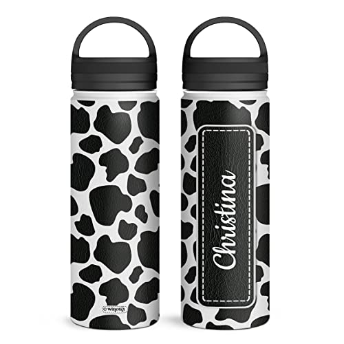 winorax Personalized Cow Water Bottle Cows Print Pattern Design Water Bottle Insulated Stainless Steel Sports Travel Coffee Bottles 12oz 18oz 32oz Back To School Cup Gift For Animals Lovers Women