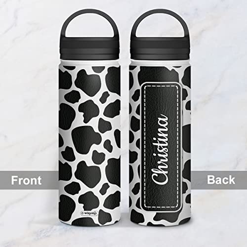 winorax Personalized Cow Water Bottle Cows Print Pattern Design Water Bottle Insulated Stainless Steel Sports Travel Coffee Bottles 12oz 18oz 32oz Back To School Cup Gift For Animals Lovers Women