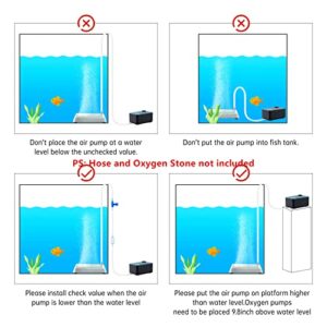 CHERLAM Aquarium Air Pump, Oxygen Pump with Adjustable Valve, Ultra Quiet Domestic Fish Pump, Double Outlets Fish Tank Air Pump Bubbles (8W)