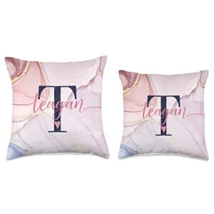 Girl Name on T Lettering for Women Girls Teagan Letter T Initial Monogram Calligraphy Personalized Throw Pillow, 16x16, Multicolor