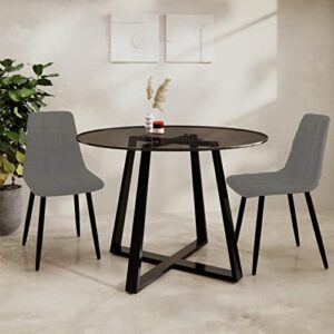 ROVOZAR Dining Chair, Gray Velvet,Simple and Modern Design for Dinner and Home,Without Armrest (Set of 2 Chairs)