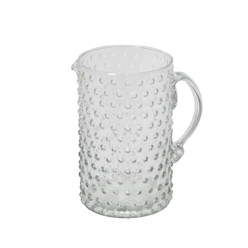 Creative Co-Op Hand Blown Glass Hobnail Pitcher, Clear Serveware, 7" L x 4" W x 7" H