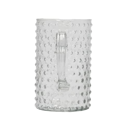 Creative Co-Op Hand Blown Glass Hobnail Pitcher, Clear Serveware, 7" L x 4" W x 7" H