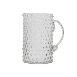 Creative Co-Op Hand Blown Glass Hobnail Pitcher, Clear Serveware, 7" L x 4" W x 7" H