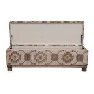 Creative Co-Op Cotton Kilim Upholstered Mango Wood Bench with Floral Pattern and Removable Tray, Multicolor Sofas, 55" L x 18" W x 19" H