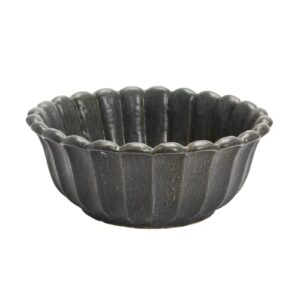 creative co-op stoneware flower shaped bowl, matte black reactive glaze, 10''l x 10''w x 4''h