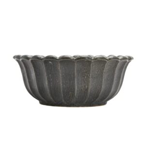 Creative Co-Op Stoneware Flower Shaped Bowl, Matte Black Reactive Glaze, 10''L x 10''W x 4''H