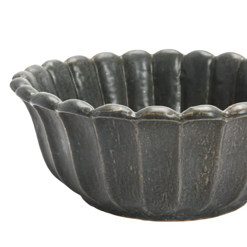 Creative Co-Op Stoneware Flower Shaped Bowl, Matte Black Reactive Glaze, 10''L x 10''W x 4''H