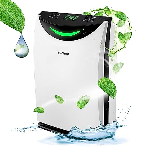 ECONIKA Air Purifiers for Large Room - 4 in 1 Humidifier and Air Purifier in One - H13 True HEPA Air Purifier for Allergies - Ionizer and UV-lamp - Covers Up to 700 Sq.Foot Home Air Cleaner