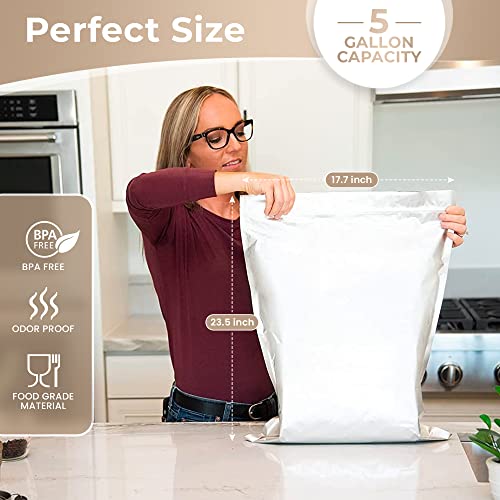 BestofPREP™ | Set of 25 - 5 Gallon Food Storage Bags, PLUS Oxygen Absorbers AND EBook - Heavy Duty, Food Grade Bags for Long Term Storage - 25 bags w/ Zipper, 25 Oxygen Absorbers 2,500cc, E-Book w/ Food Storage Tips - Aluminum Foil Coated, Safe, Resealabl