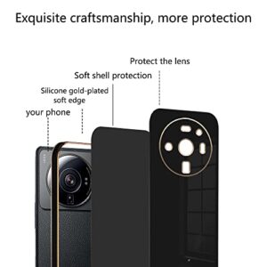 Jancyu Compatible with Xiaomi 12S Ultra Case Silicone, Shockproof Accessories Xiaomi 12S Ultra Phone Case Slim Protective Case White Cover (Black)