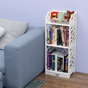 Rerii Small Bookshelf, Bookcase for Small Spaces, 3 Tier 2 Shelf Bookshelves Bookcases, Book Case Shelves for Kids Room, Living Room, Bedroom, Bathroom and Office, White