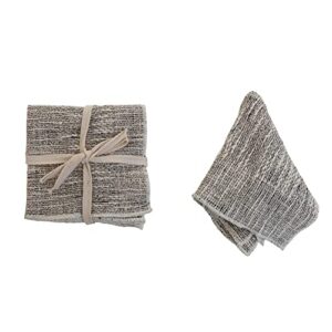 bloomingville bloomingville woven cotton slub dish cloths, black and white, set of 3